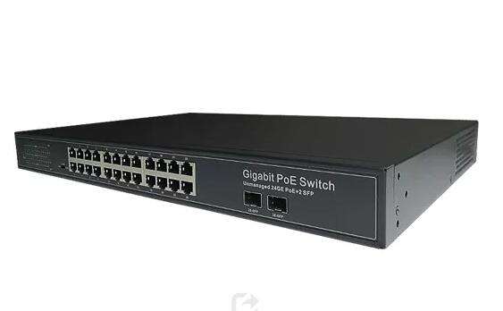 24 26 port network fiber switch 48V gigabit Ethernet PoE switch with 2 ...