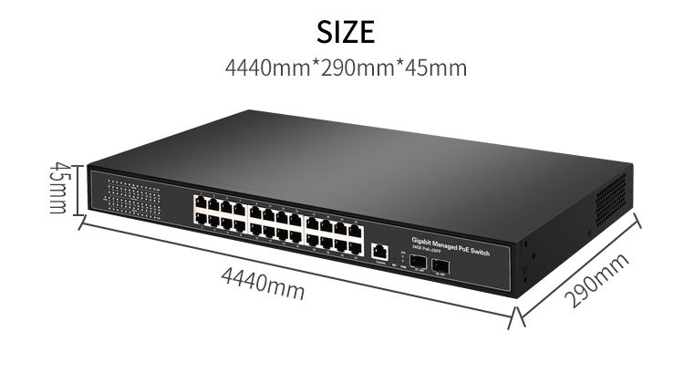 24 port manageable PoE switch Gigabit managed PoE with 2 SFP fiber port ...