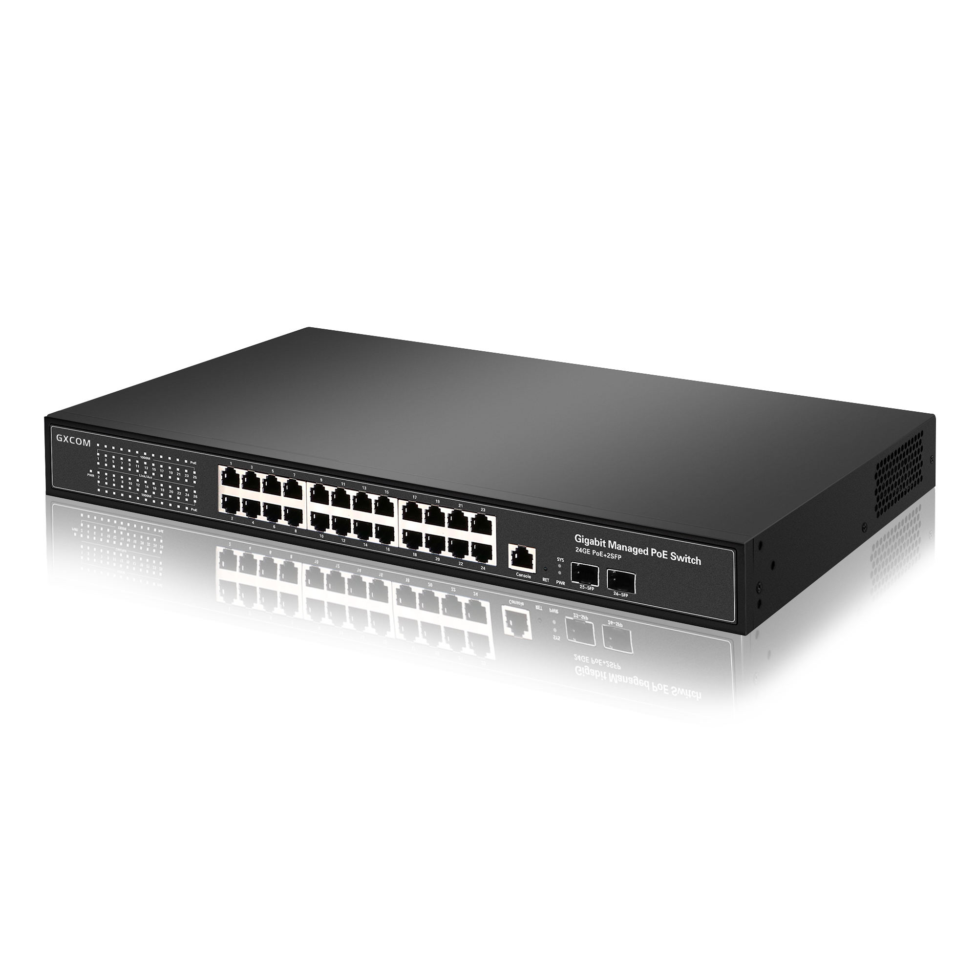 24 port manageable PoE switch Gigabit managed PoE with 2 SFP fiber port ...