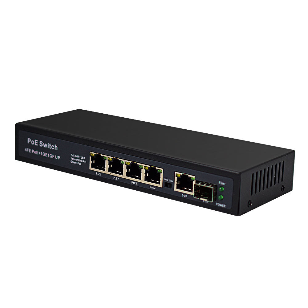 4 Port 10/100M POE with 1*1000Mbps RJ45 Port + 1* SFP Fiber Switch ...