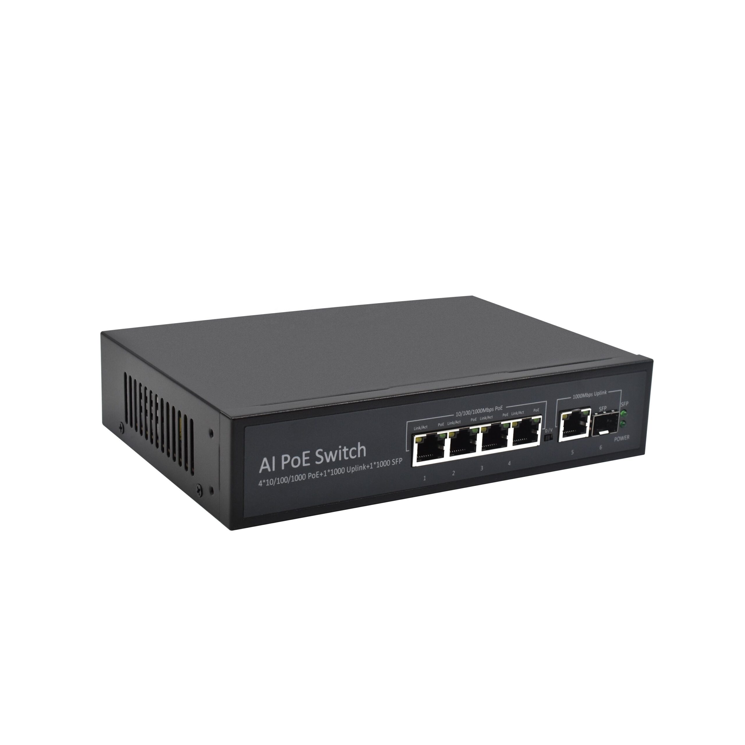 4-Port Gigabit Desktop Switch with 4-Port PoE +1Giga Uplink+1Giga SFP ...
