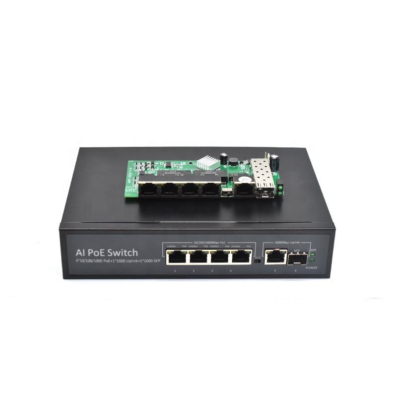 4-Port Gigabit Desktop Switch with 4-Port PoE +1Giga Uplink+1Giga SFP ...
