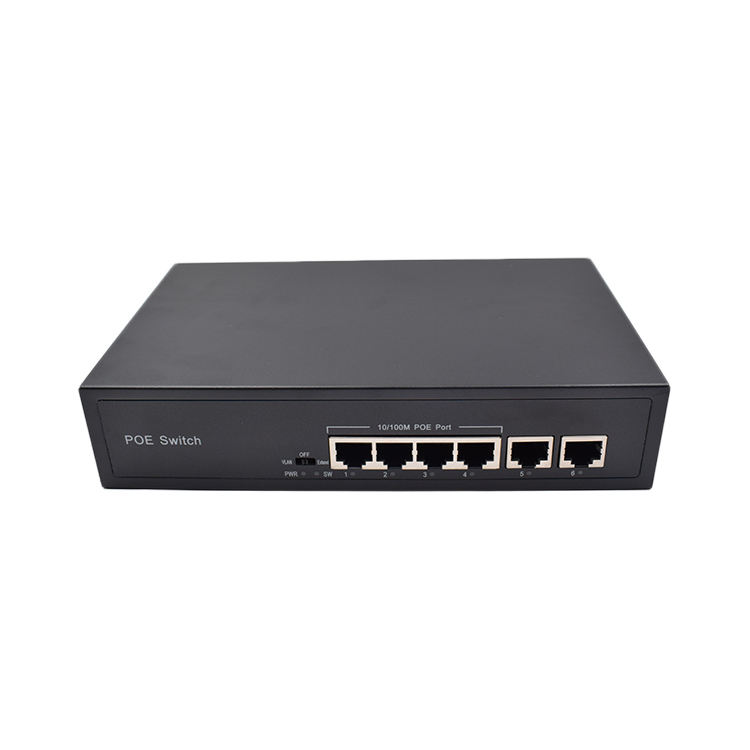 4 Ports 10/100Mbps + 2 Uplink ports Ethernet PoE Switch Desktop Unmanaged Network PoE 12v Switch ...