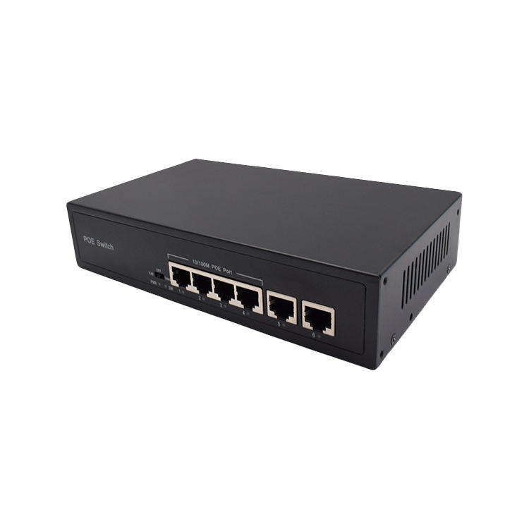 4 Ports 10/100Mbps + 2 Uplink ports Ethernet PoE Switch Desktop ...