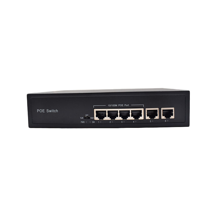4 Ports 10/100Mbps + 2 Uplink ports Ethernet PoE Switch Desktop ...