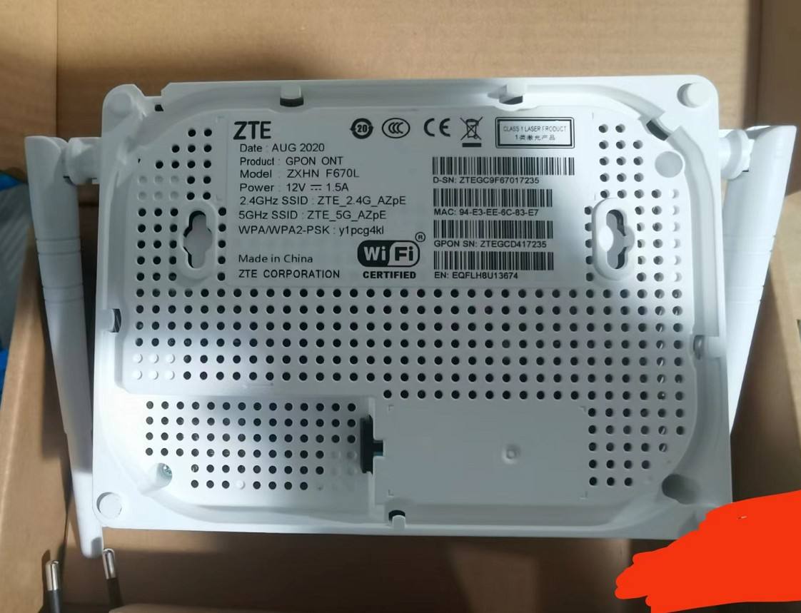 Gpon Epon Onu Router Modems Ont ZTE F670L V9.0 Hardware Version ...