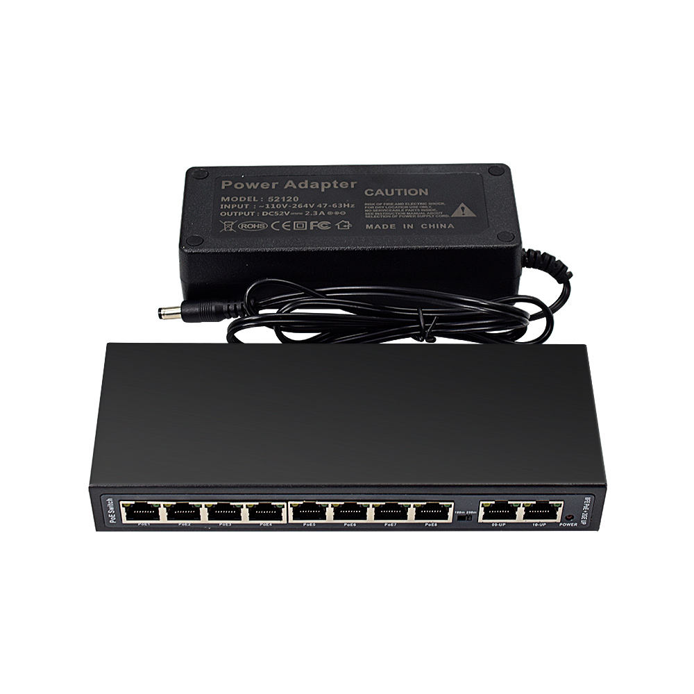 Standard 48V 8port POE Switch 10/100M+2GE Uplink Port for CCTV System ...
