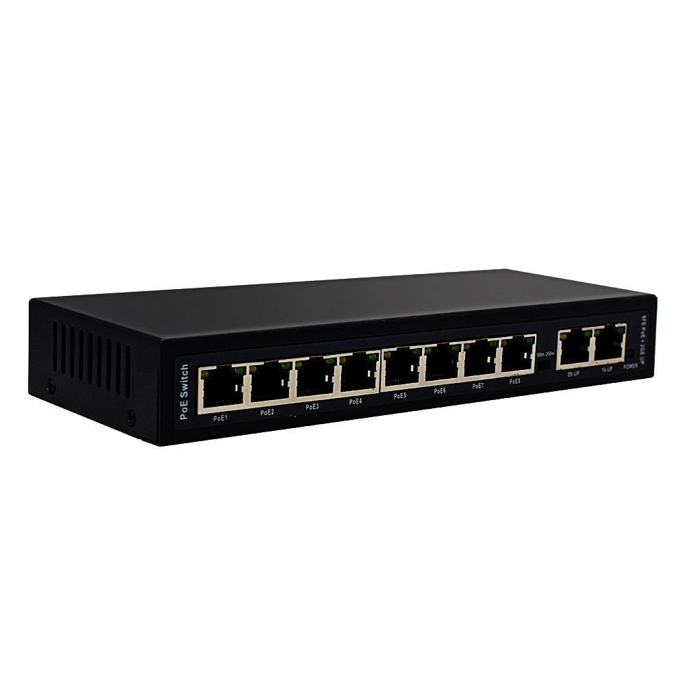 Standard 48V 8port POE Switch 10/100M+2GE Uplink Port for CCTV System ...
