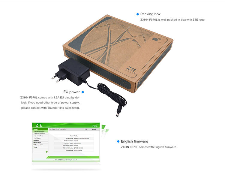 ZTE GPON ONT F670L 2.4G/5G dual band WiFi function modem zte zxhn f670l ...
